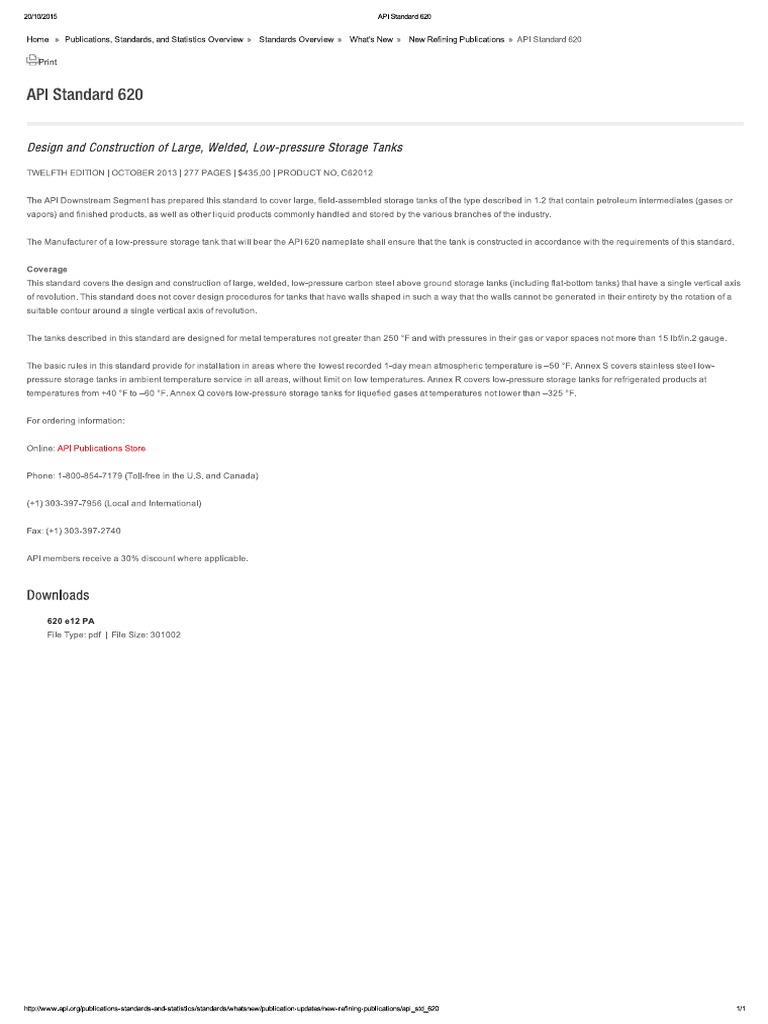 API Standard 620 | PDF