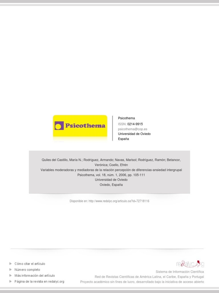 Variables Moderadoras y Mediadoras de La Relación Percepción de ...