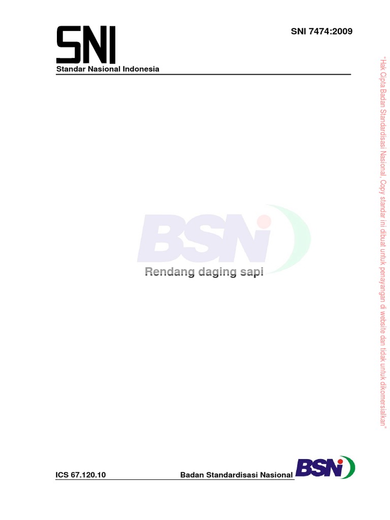 SNI 7474-2009 Rendang Daging Sapi | PDF