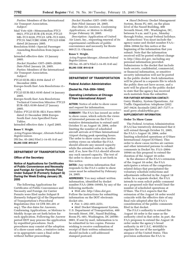 Notice: Airports: Chicago O&rsquo Hare International Airport, IL ...