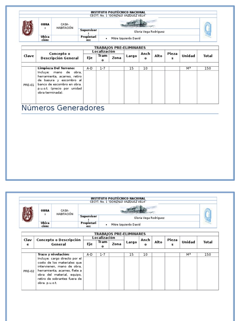 Numeros generadores Plantilla | Elementos arquitectónicos | Ingeniería ...
