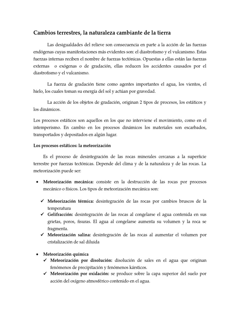 Cambios Terrestres y La Dinamica Externa e Interna | PDF | Temblores ...