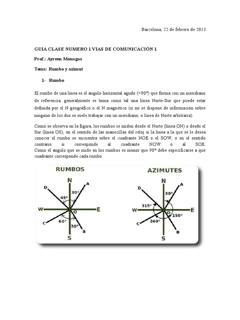 Guia Clase 1 Rumbo y Azimut | PDF | Azimut | Observación científica