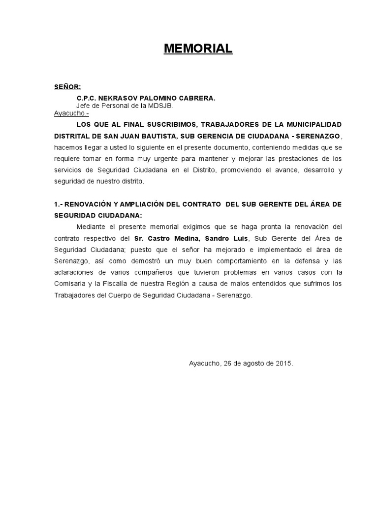 Memorial Modelo | PDF