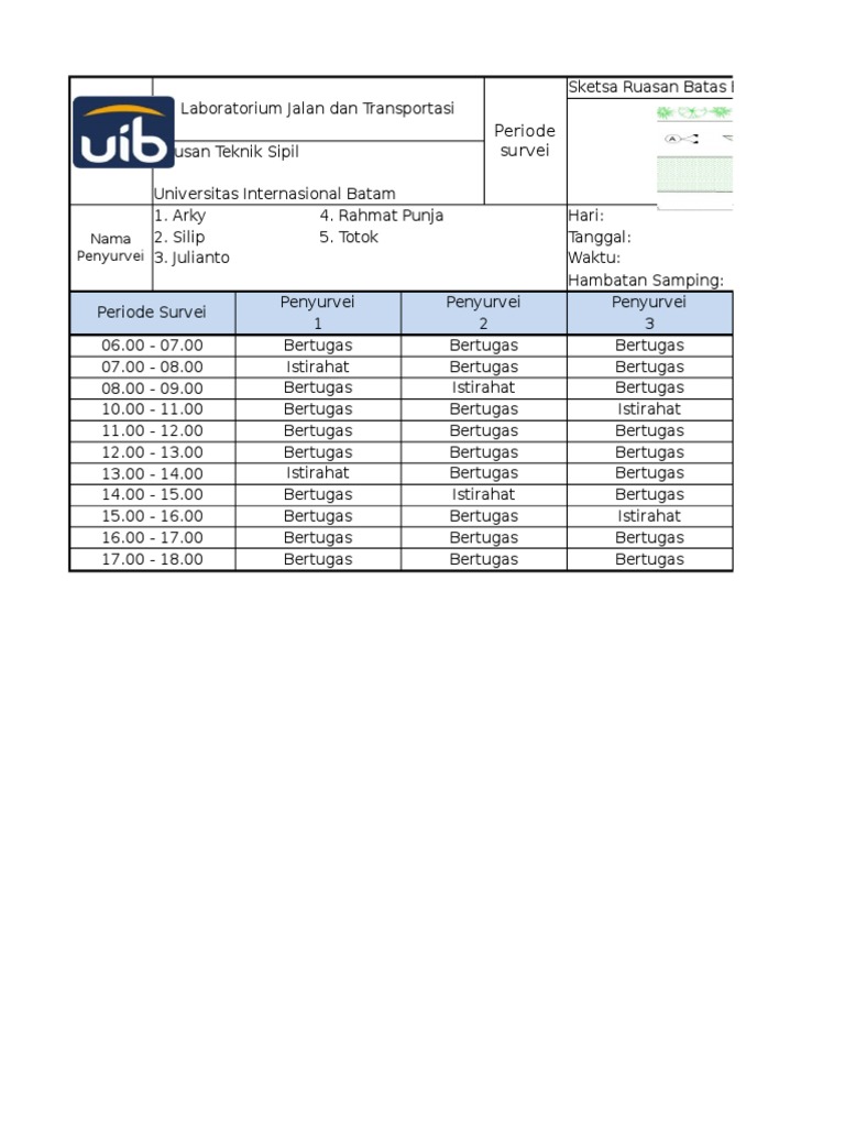Form Survey Lalu Lintas | PDF