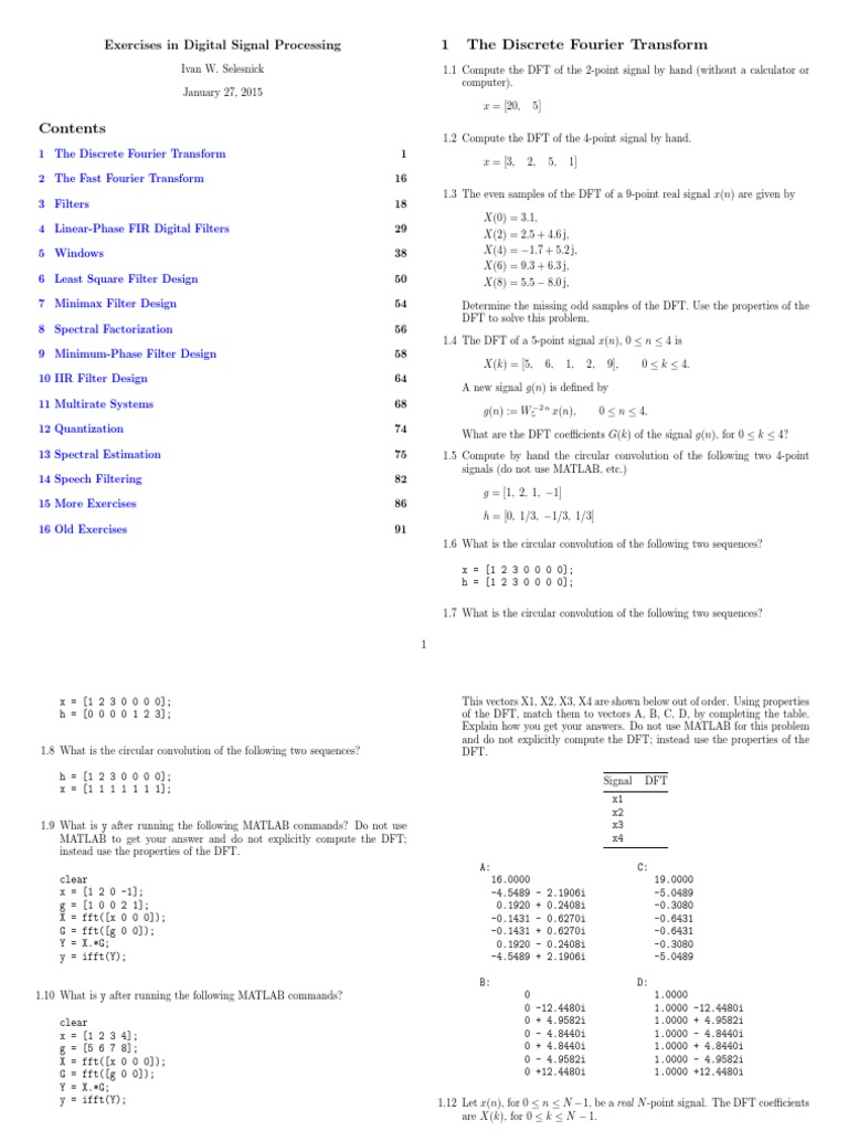 DSP Exercises | PDF | Discrete Fourier Transform | Sampling (Signal ... DSP Exercises | PDF | Discrete Fourier Transform | Sampling (Signal ...