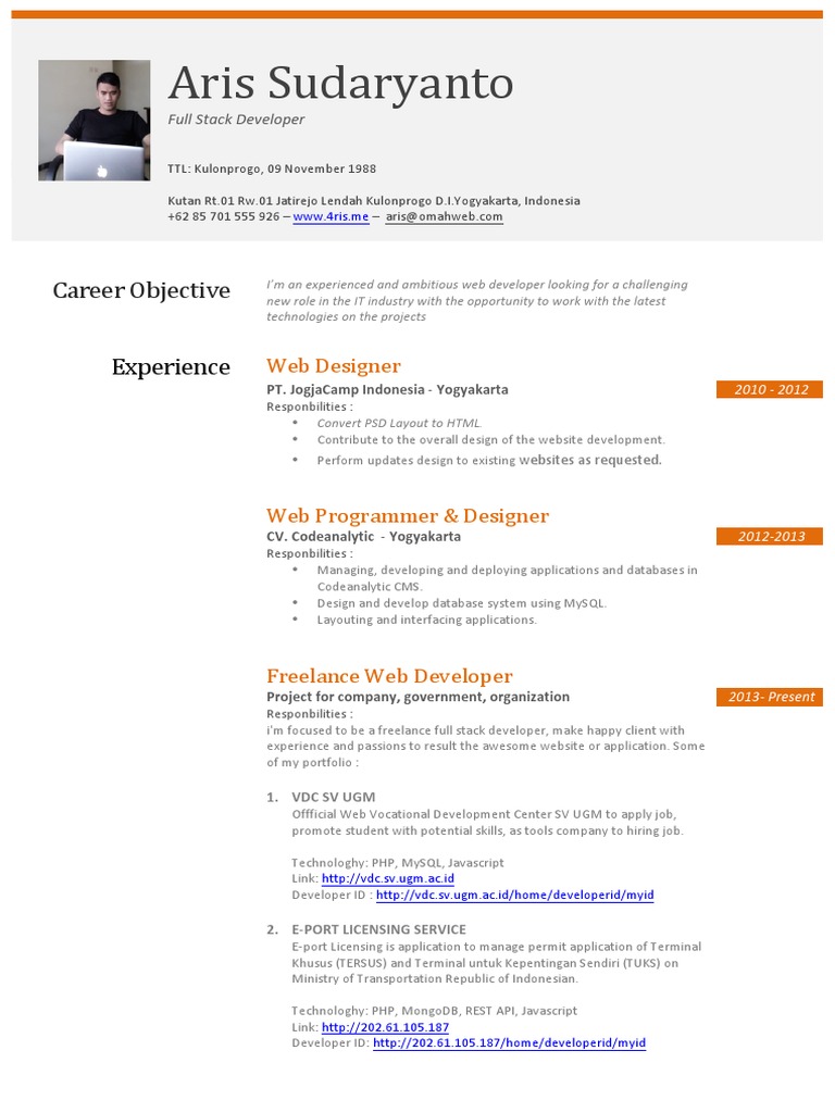 CV Aris Sudaryanto | PDF | Situs Web | Php