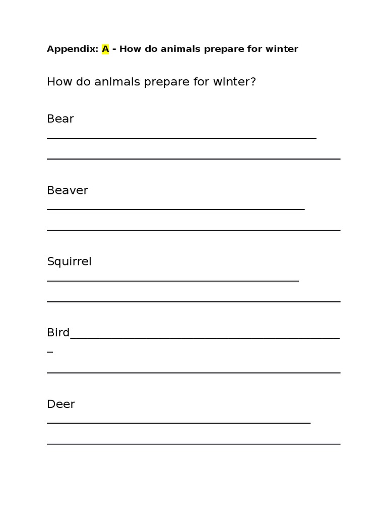 How Do Animals Prepare For Winter | PDF | Wellness