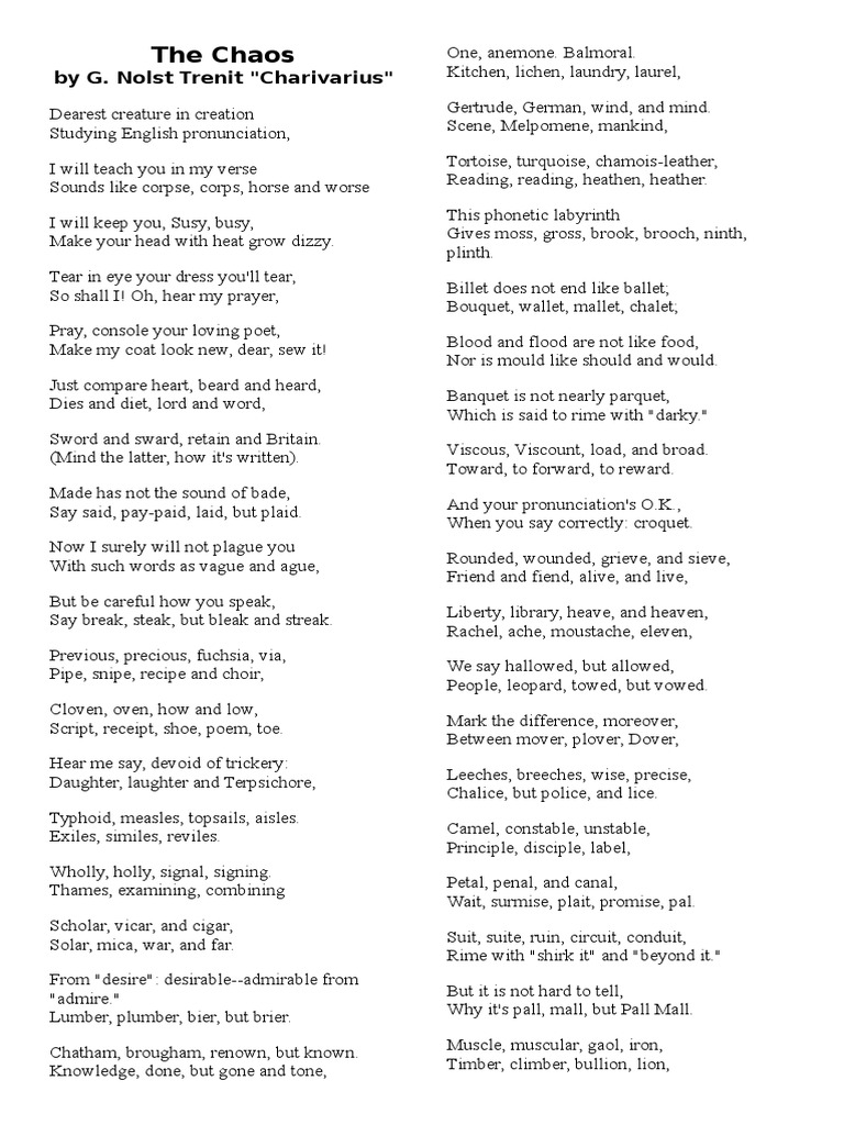 The Chaos: by G. Nolst Trenit "Charivarius" | PDF