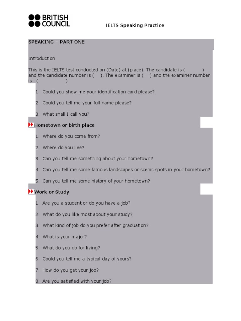 Ielts Speaking Format Ielts Pinterest