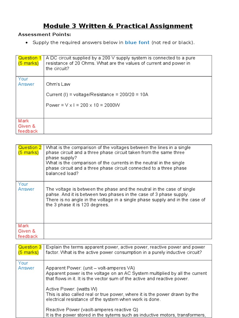 DMC M3 Assignment | PDF | Ac Power | Series And Parallel Circuits