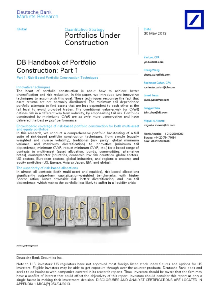 DB Handbook of Portfolio Construction Part 1 | PDF | Value At Risk ...