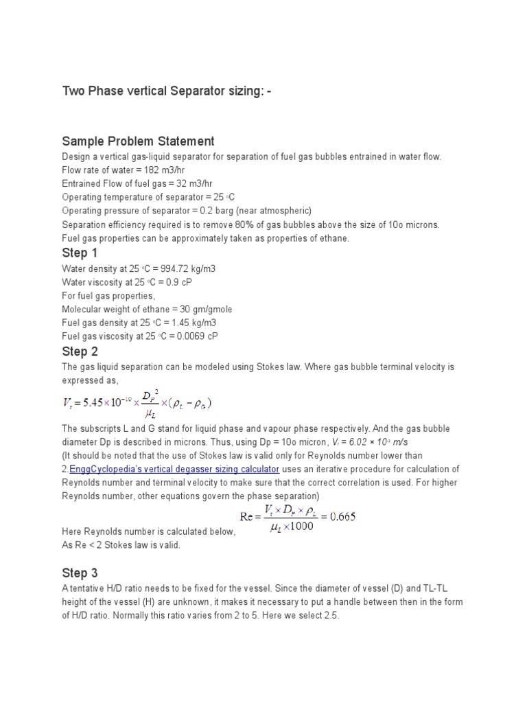 Vertical Separator Sizing Guide | PDF | Drop (Liquid) | Gases