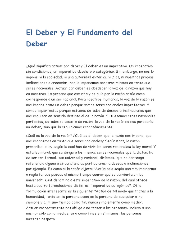 El Deber y El Fundamento Del Deber