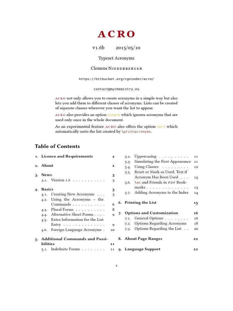 Acro - en Package For Latex | PDF | Acronym | Portable Document Format
