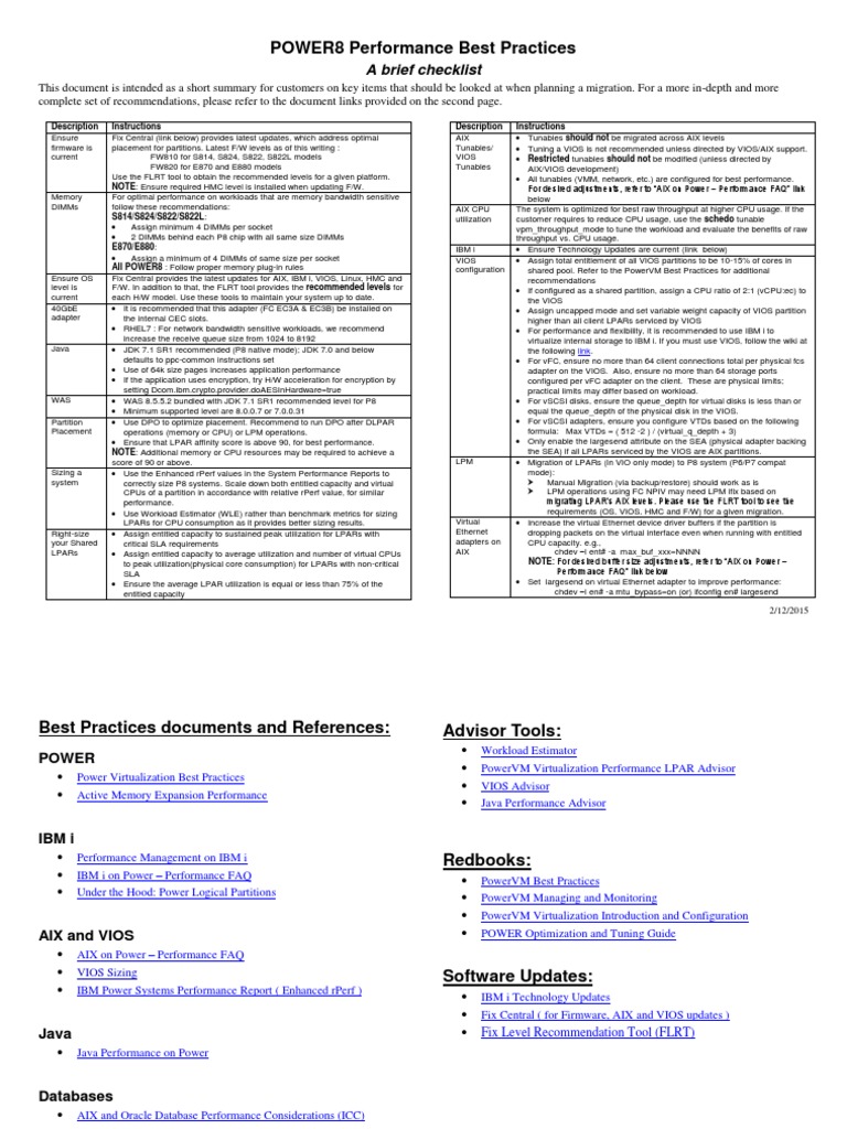 Power8 Performance Best Practices | PDF