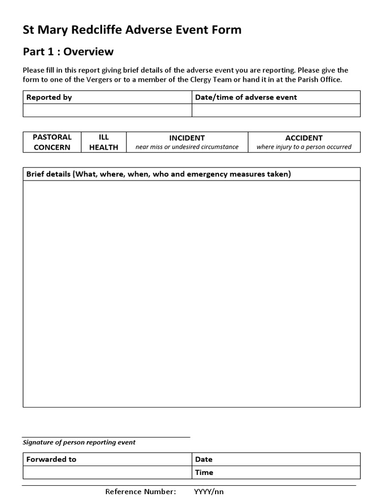 Adverse Event Reporting Form | PDF | Science & Mathematics