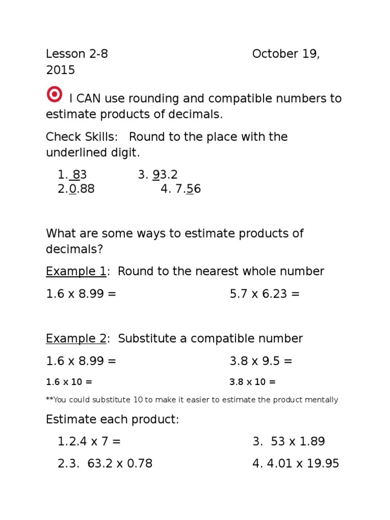 Estimating Decimal Products | PDF | Computers