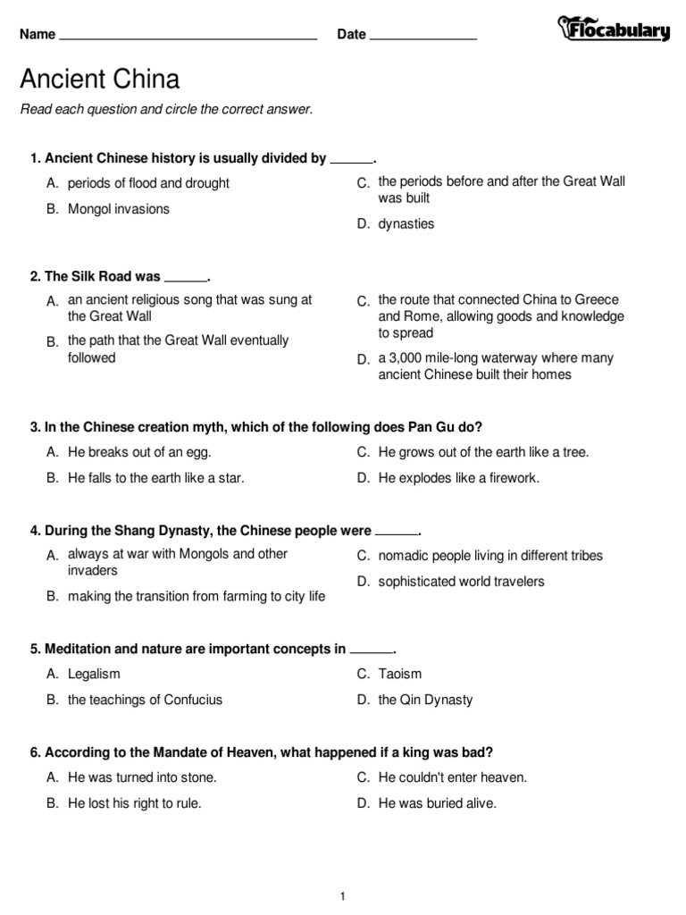 Ancient China Quiz Questions | PDF | History Of China | East Asia