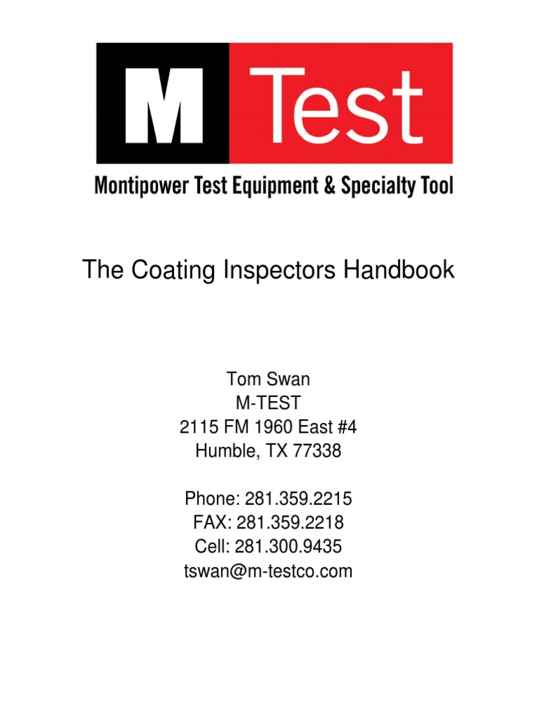 Coating Inspector Handbook | PDF | Relative Humidity | Thermometer
