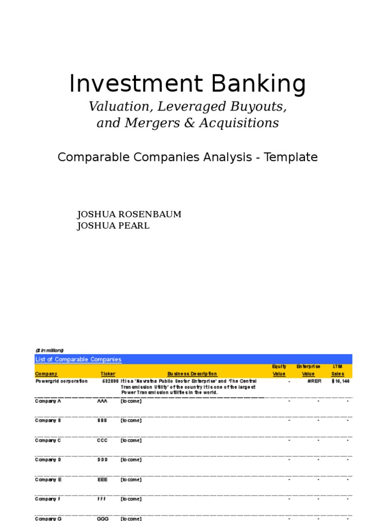 Comparable Companies Template | PDF | Income Statement | Dividend