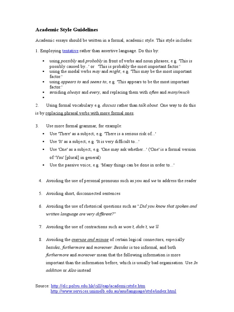 Academic Style Guidelines | PDF | Subject (Grammar) | Phrase