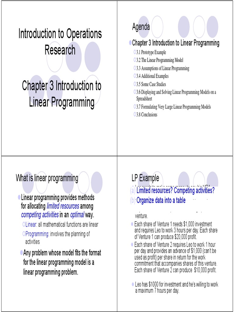 Operational Research CH 1 Hillier Print Out | PDF | Linear Programming ...