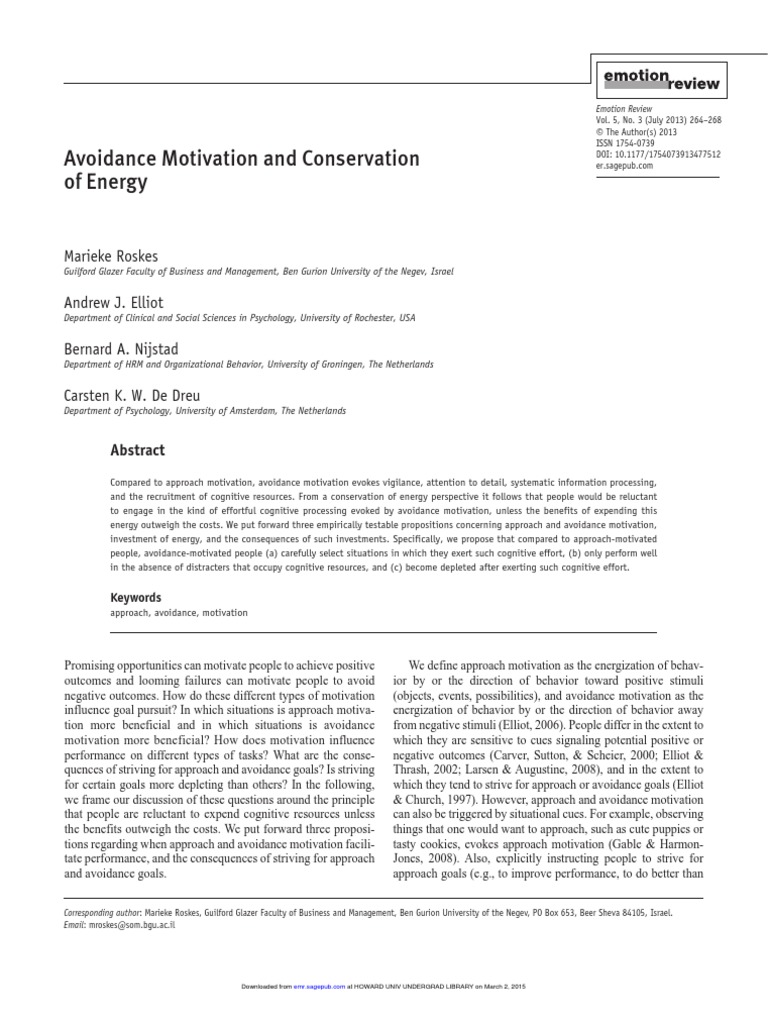 Approach vs. Avoidance Motivation Insights | PDF | Motivation ...