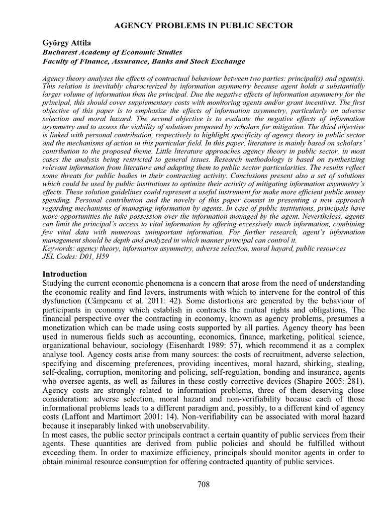 Agency Theory | PDF | Moral Hazard | Adverse Selection
