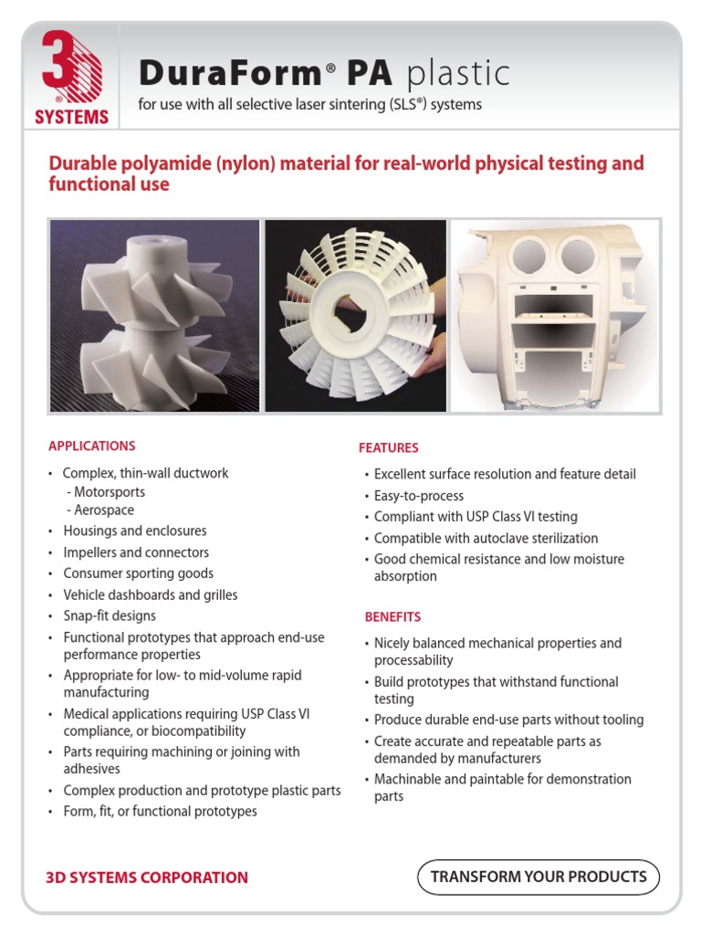 SLS DuraForm PA Plastic | PDF | Strength Of Materials | Prototype