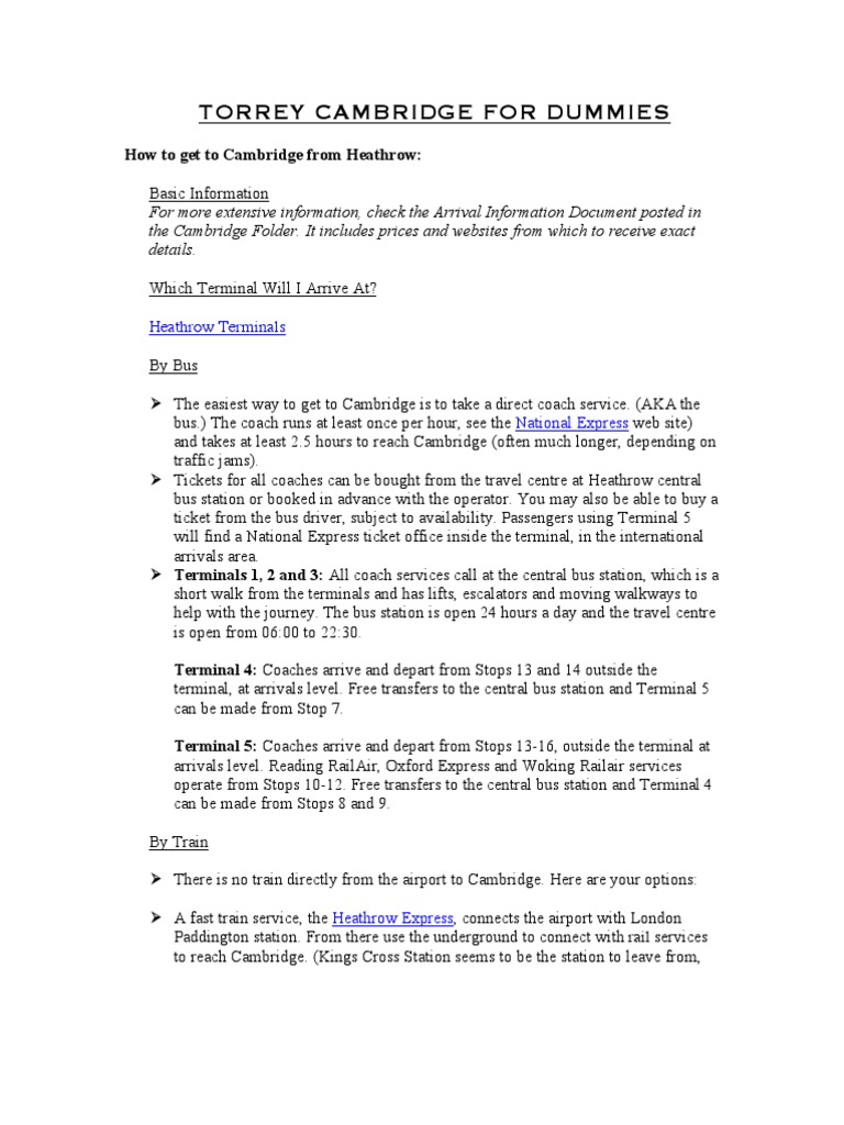 Cambridge Info Packet | PDF | Train Station | Transport