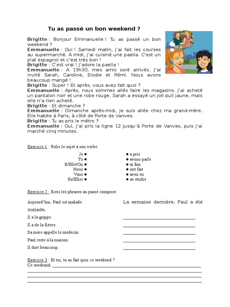 Passé Composé : Exercices et Dialogues | PDF