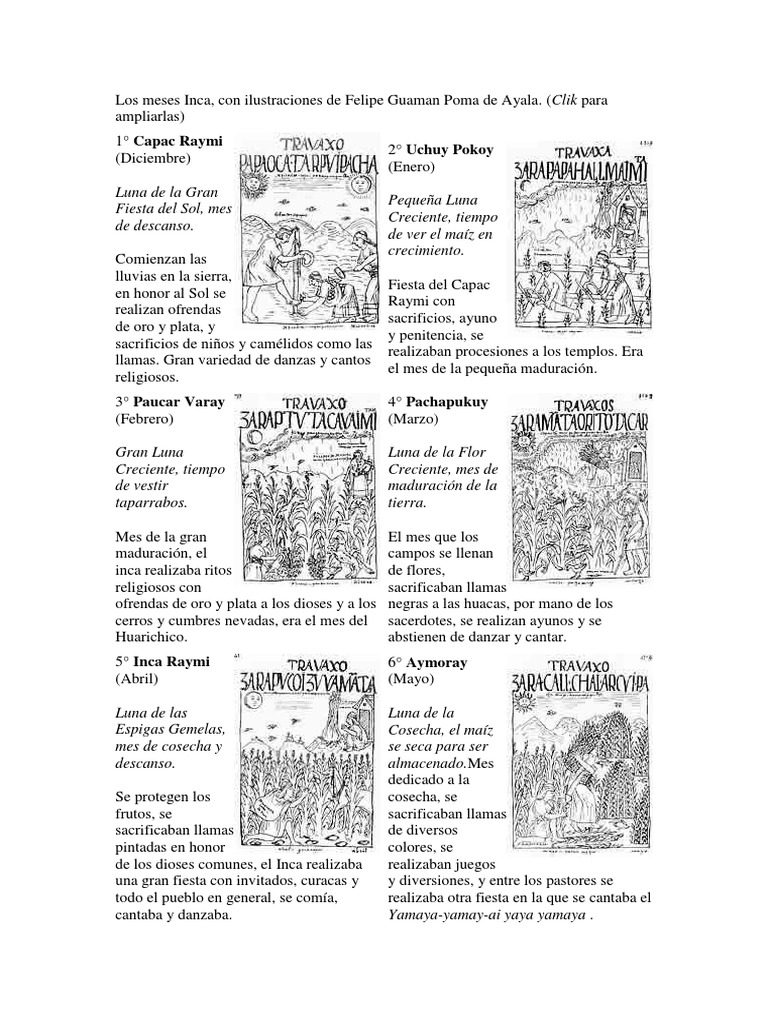 Los Meses Inca | PDF | Imperio Inca | Calendario