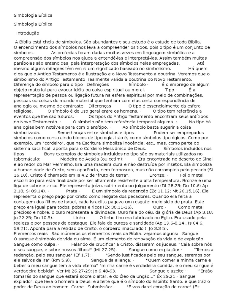 Simbologia Bíblica | PDF | Bíblia | Jesus