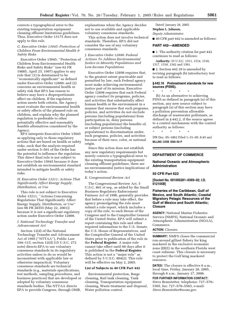 Federal Register / Vol. 70, No. 20 / Tuesday, February 1, 2005 / Rules ...