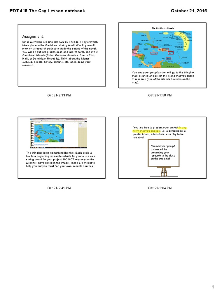 EDT 415 The Cay Lesson - Notebook October 21, 2015: Assignment | PDF