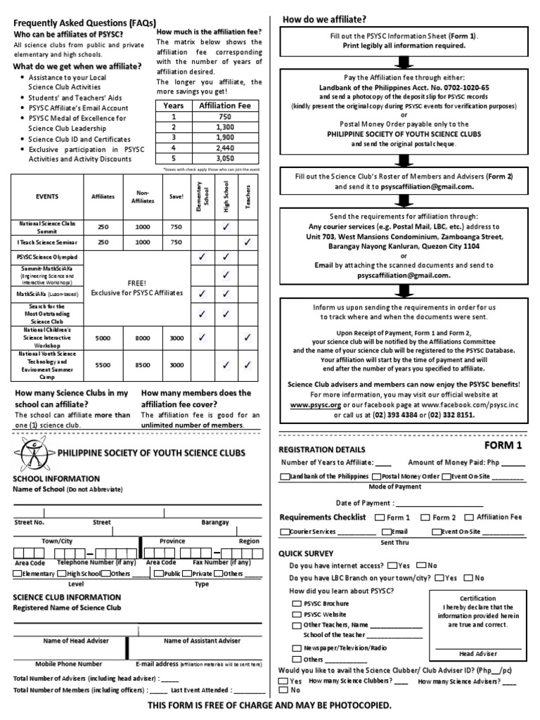 Psysc Form 1 | PDF | Mail | Cheque