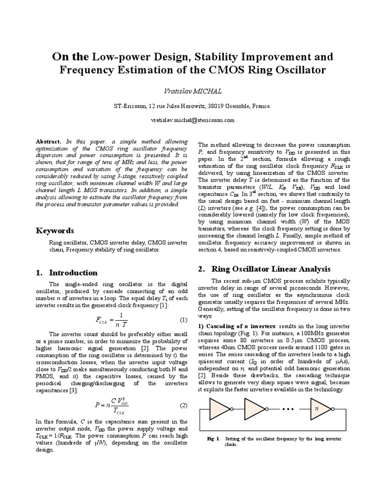 CMOS Ring Oscillator Optimization | PDF | Power Inverter | Cmos