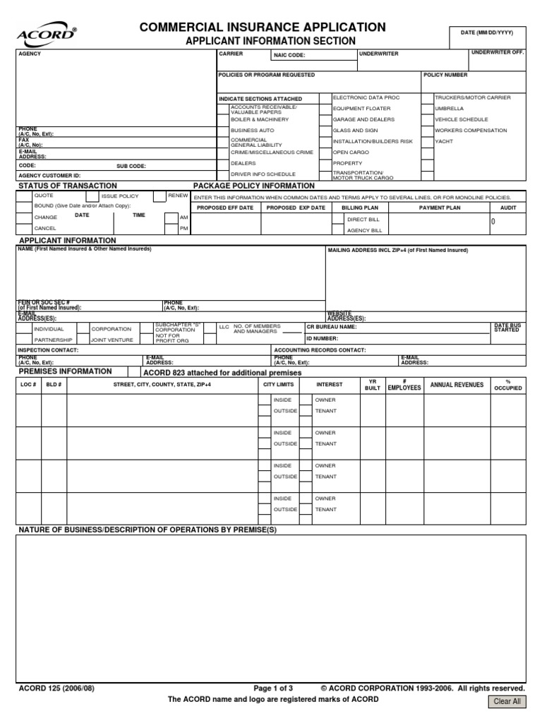 Acord 125 (Updated) PDF | PDF | Fraud | Insurance