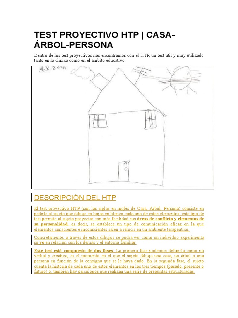 Test Proyectivo HTP | PDF | Asunto (gramática) | Sicología