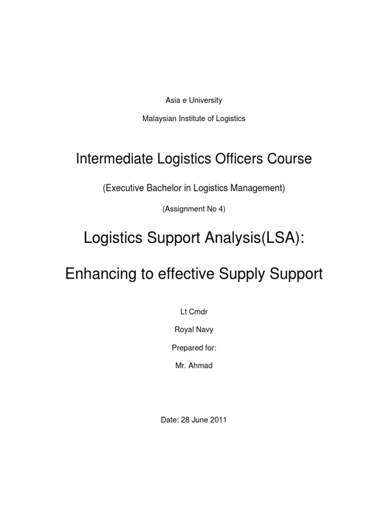 Logistics Support Analysis (LSA) - Enhancing To Effective Supply ...