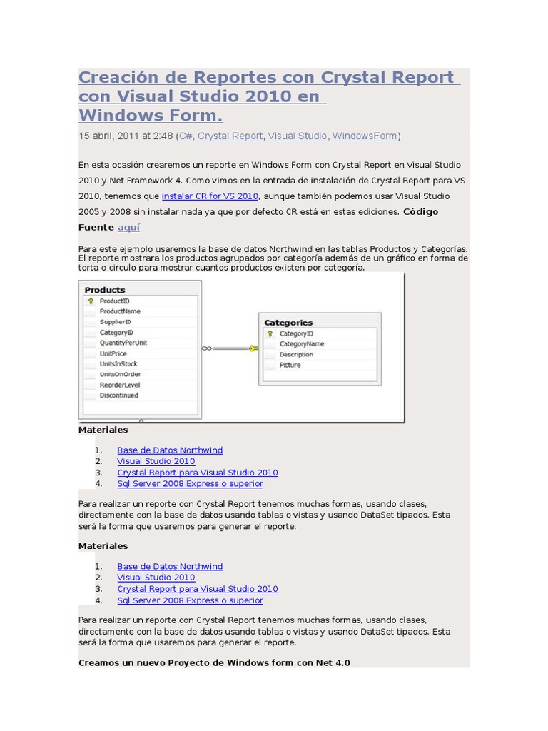 Creación de Reportes Con Crystal Report Con Visual Studio 2010 en ...