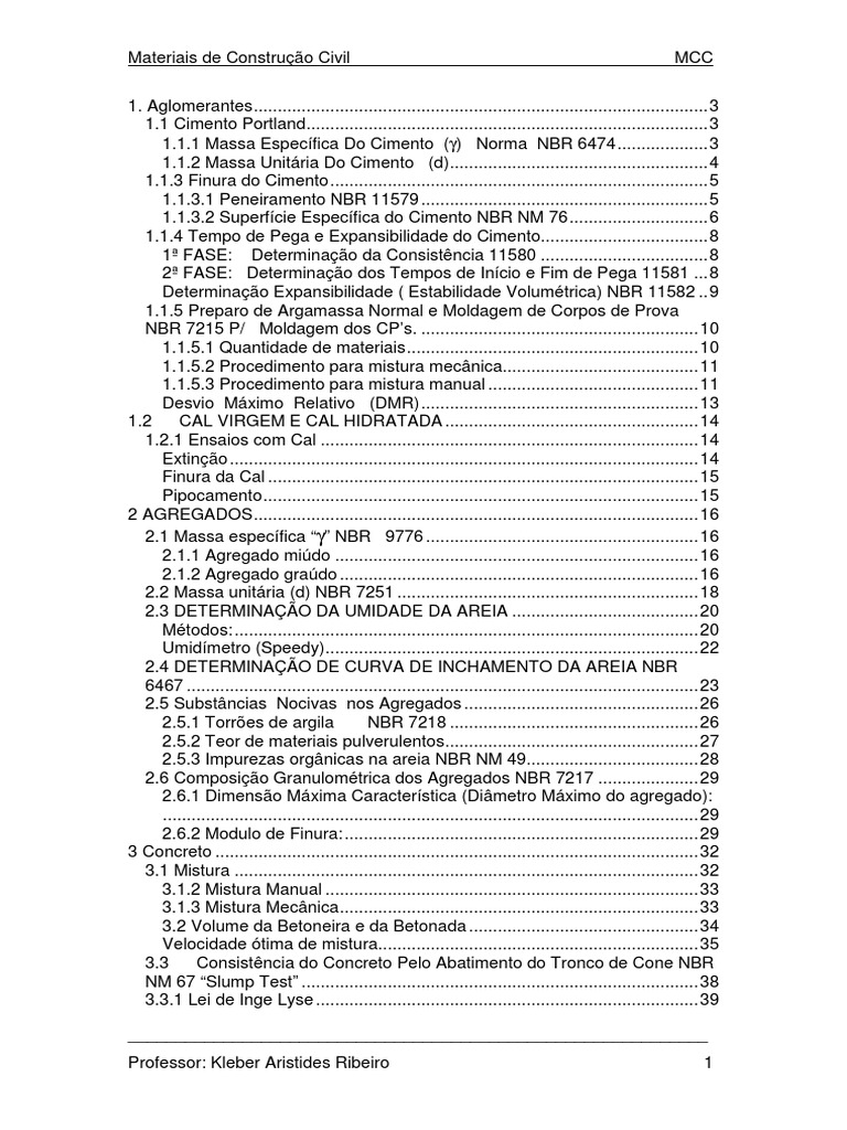 Apostila De Materiais De Construcao Civil Pdf Umidade Concreto