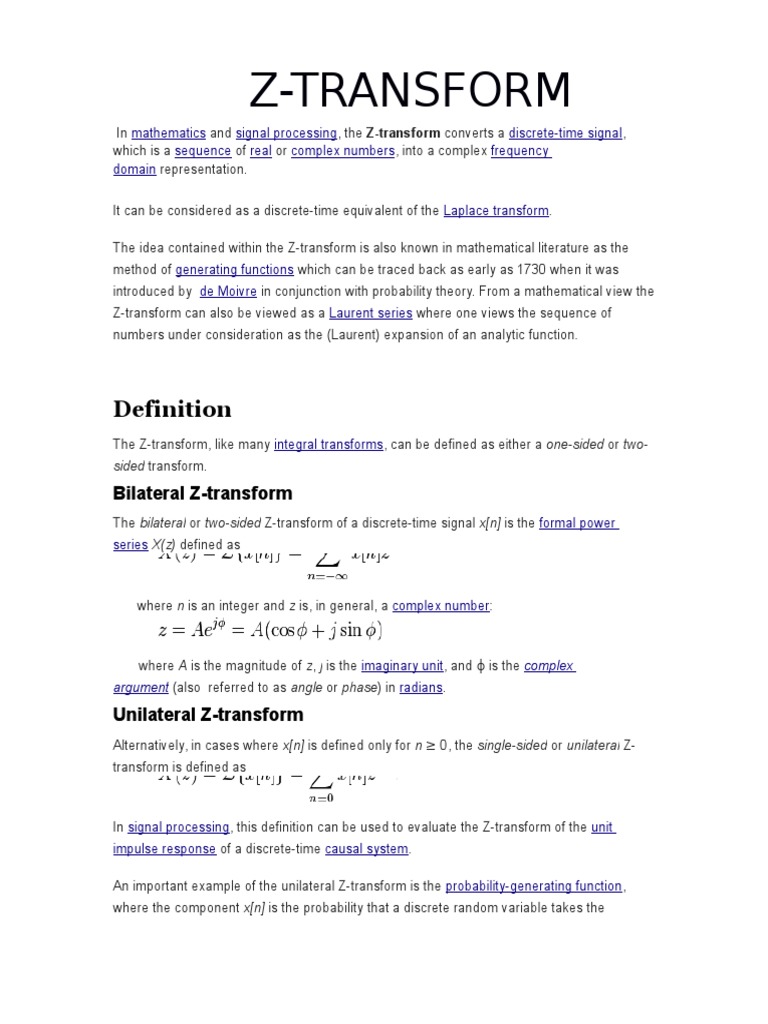 Z Transform | PDF | Mathematical Analysis | Mathematical Objects