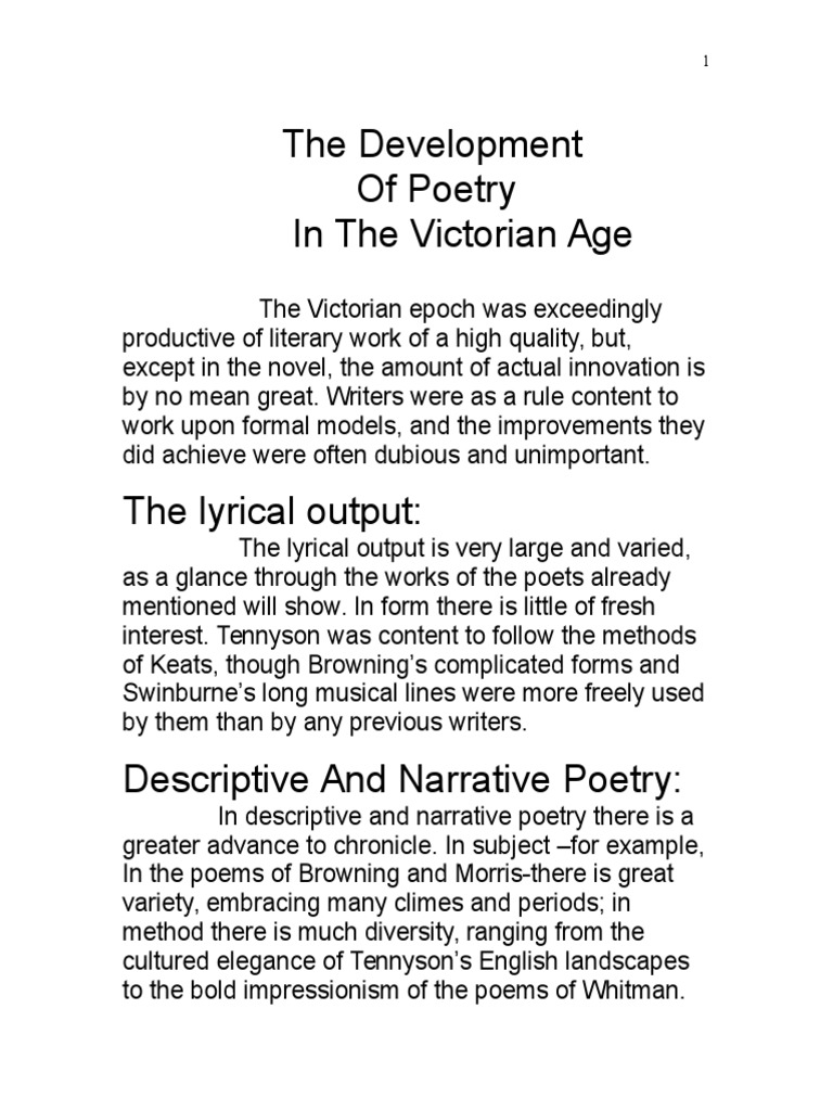 The Development of Poetry in the Victorian Age | Poetry | Fiction ...