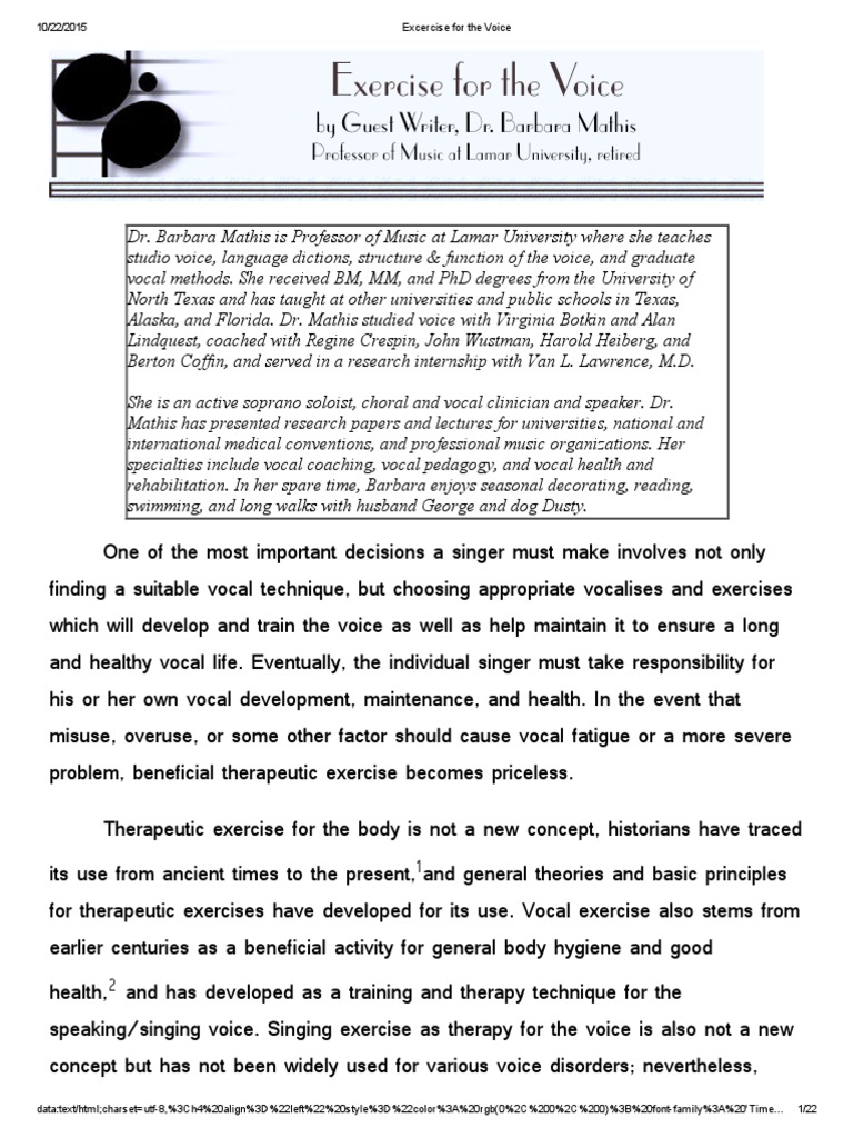 Excercise For The Voice | PDF | Singing | Larynx