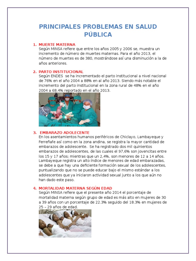 Principales Problemas En Salud Pública Pdf Control De La Natalidad 2472