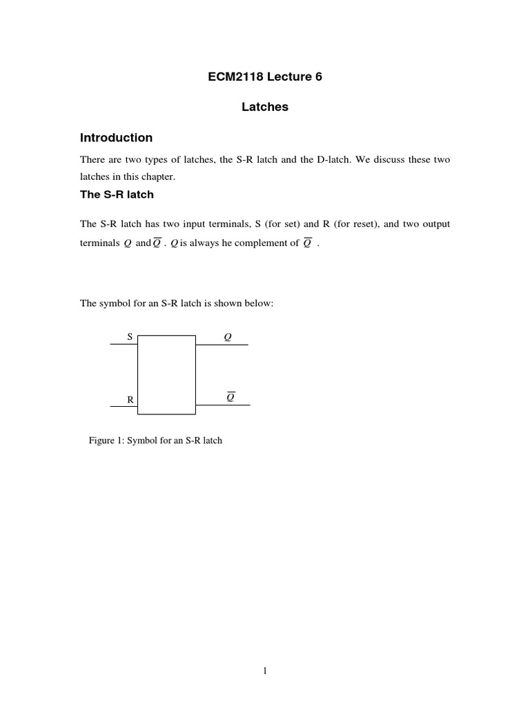 SR Latch | PDF | Electrical Circuits | Electronic Design SR Latch | PDF | Electrical Circuits | Electronic Design