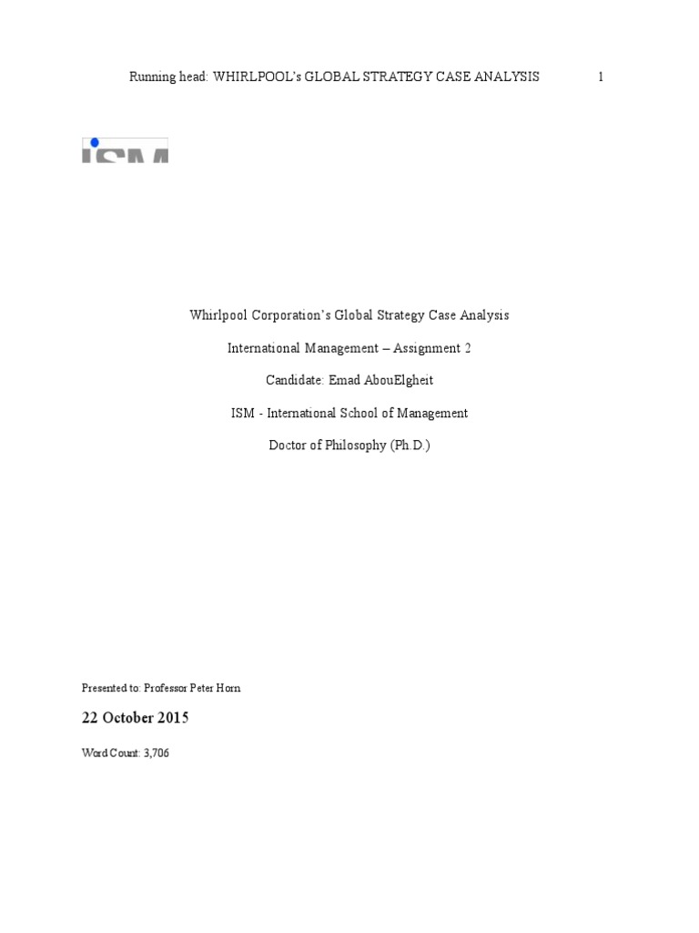 Whirlpool's Global Strategy Analysis | PDF | Strategic Management | Brand