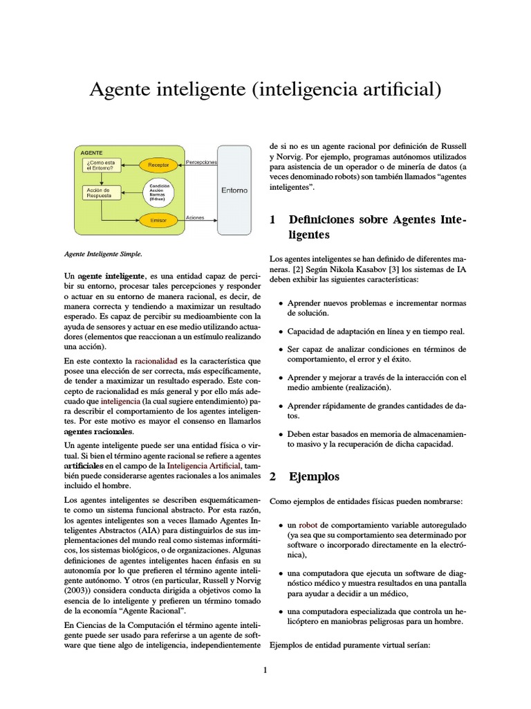 Agente Inteligente (Inteligencia Artificial) | PDF | Ciencia cognitiva ...